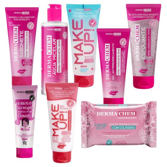 Kit Skincare Dermachem 8 Itens Rosa Mosqueta Tratamento Completo Para Peles Secas e Ressecadas ...