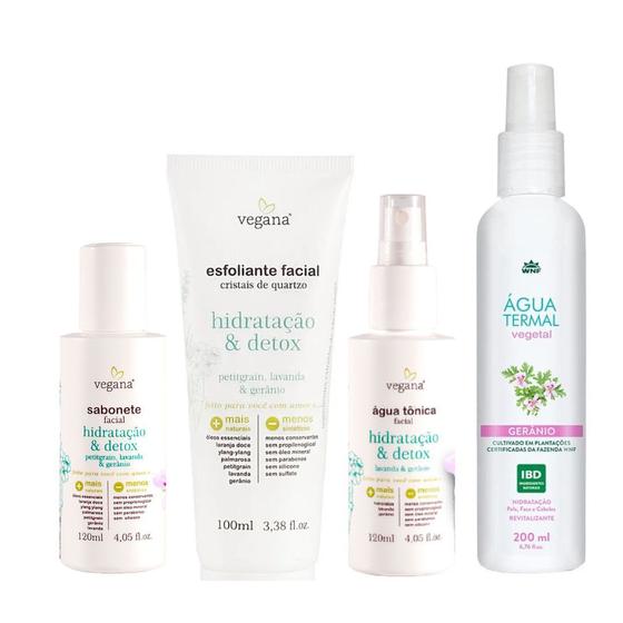 Kit Skincare Natural Esfoliante, Sabonete, Tônico e Água Termal Vegana ...