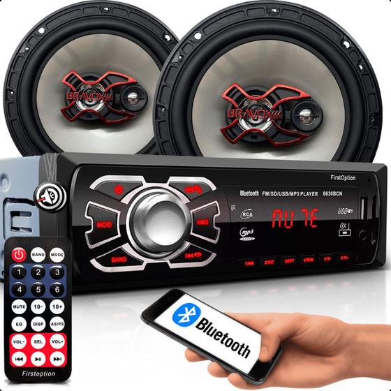 Kit Som Pra Carro Rádio Automotivo Aparelho Mp3 Player 1 Din Com ...