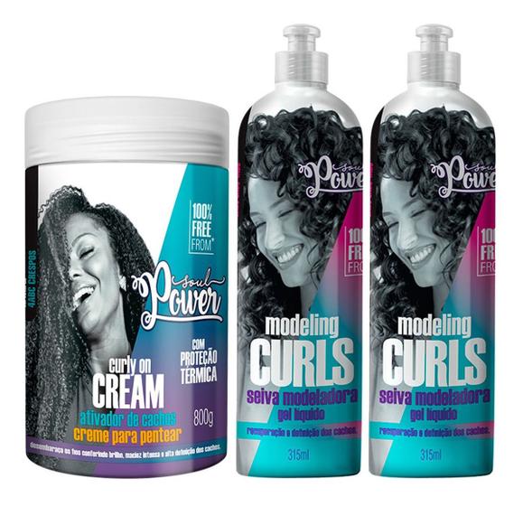 Kit Soul Power Curly On Cream 800g + 2x Modeling Curls 315ml - Kit de ...