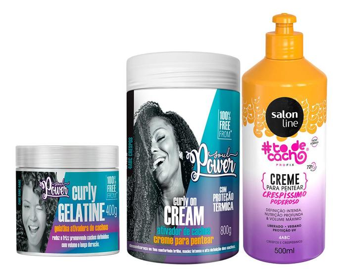 Kit Soul Power Curly On Cream + Gelatine + Salon Crespíssimo - Kit de ...