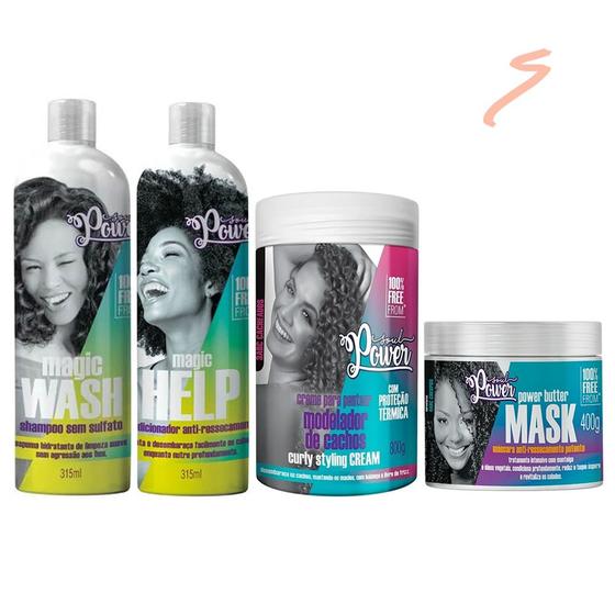 Kit Soul Power Shampoo+ Condicionador+ Creme 800g+ Máscara Power Butter ...