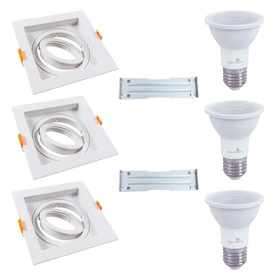 Kit Spot Triplo Embutir Direcionável com Lâmpadas par20 7w + Sistema ...