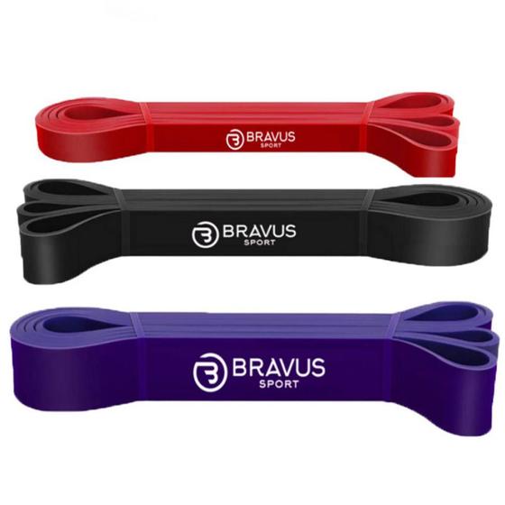 Kit Super Band Bravus Sport Leve, Média e Forte Borracha Elástico ...