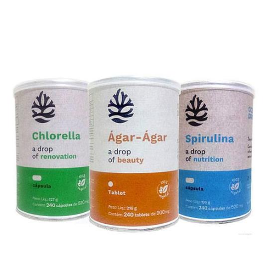 Kit Super Chlorella + Spirulina + Ágar-Ágar Ocean Drop - Fitoterápicos ...