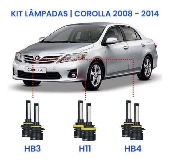 Kit Super Led Corolla 2008/2014 Farol Alto Baixo E Milha - Shocklight ...