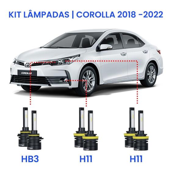 Kit Super Led Corolla 2018/2022 Farol Alto Baixo E Milha - Shocklight ...