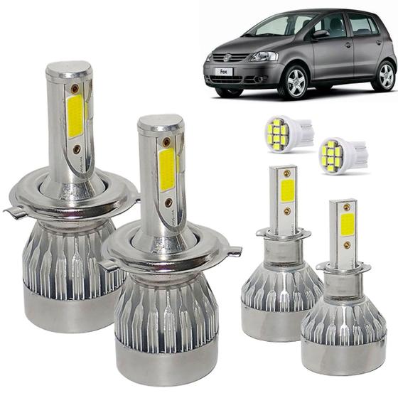 Kit Super Led Fox 2003 a 2009 Farol Alto e Baixo H4 + Milha H3 20000 ...