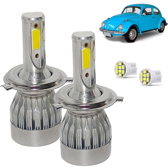 Kit Super Led Fusca 1971 a 1996 Farol Alto e Baixo H4 20000 Lumens ...