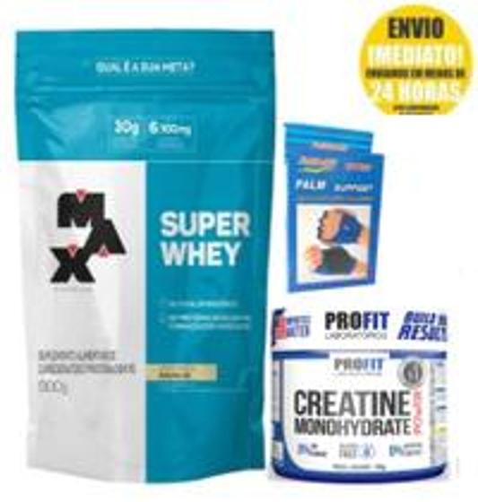 Kit Super Whey Protein 900g Max Titanium Creatina 150g Profit Labs