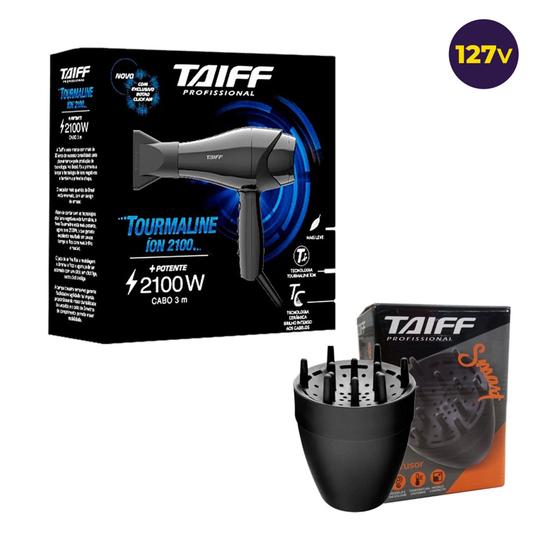 Kit Taiff - Secador Profissional New Tourmaline Ion 2100W +Difusor ...