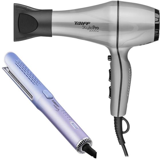 KIT TAIFF - SECADOR STYLE PRATA PRO 2000W 127V + PRANCHA MODELADORA FOX ...