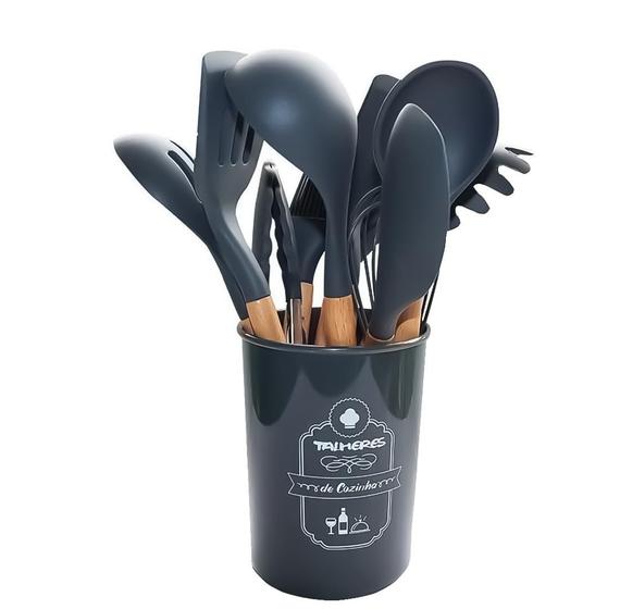 Kit Talheres Silicone Com Suporte 12 Pçs - minhacazza - Conjunto de ...