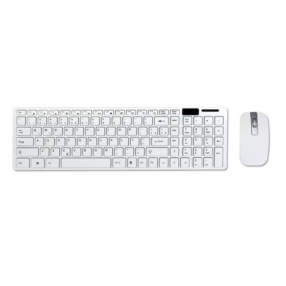 Kit Teclado ABNT2 e Mouse Sem Fio Branco K-06 Wireless USB Ultra Slim ...