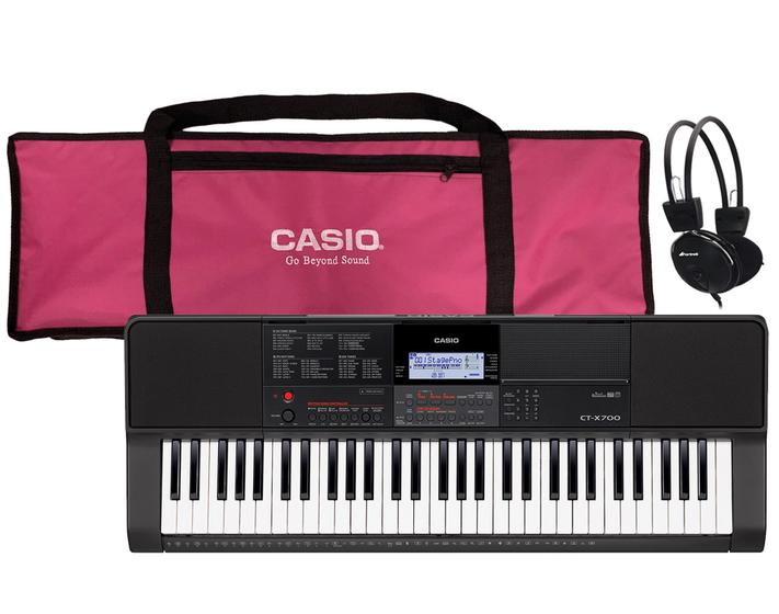 Kit Teclado Casio CTX700 Profissional 5/8 61 Teclas Com Capa Rosa e ...