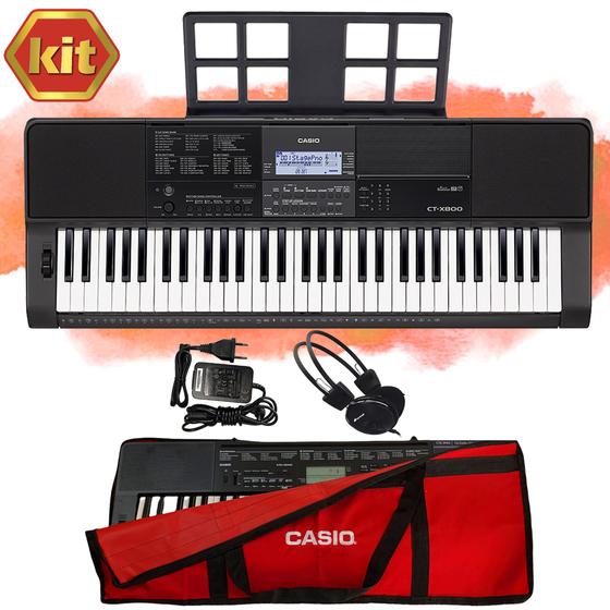 Kit Teclado Casio CTX800 USB Musical 5/8 Capa Vermelha e Fone Preto ...