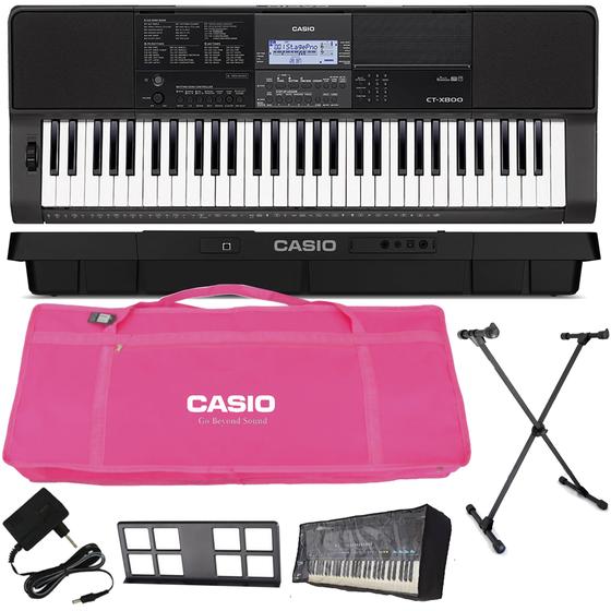 Kit Teclado Casio CTX800 USB Musical 5/8 Completo Rosa - Teclado ...