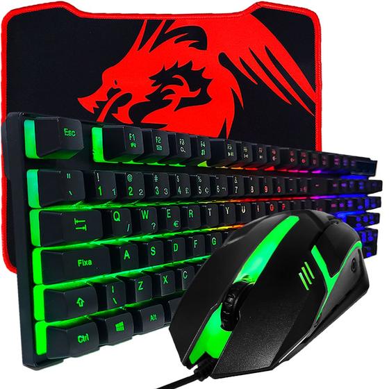 Kit Teclado E Mouse Gamer Rgb Anti Ghost E Mousepad Dragon Grande ...