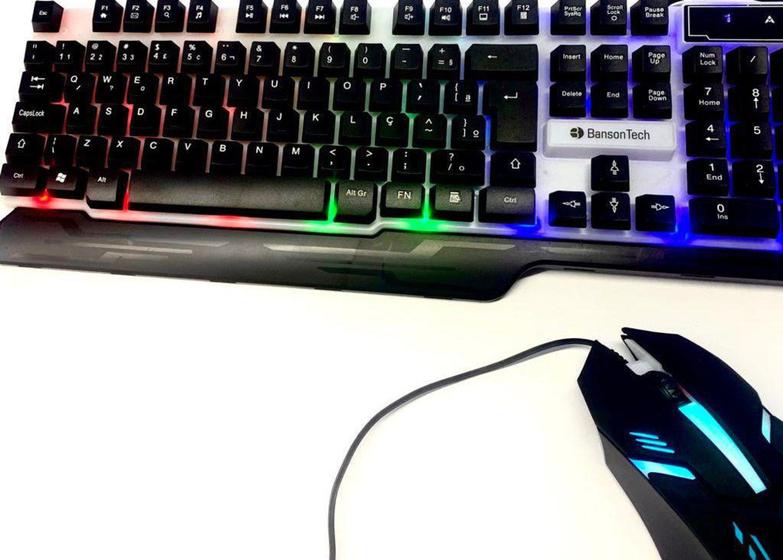 Kit Teclado E Mouse Led Semi Mecânico Gamer Óptico Banson tech - Kit ...