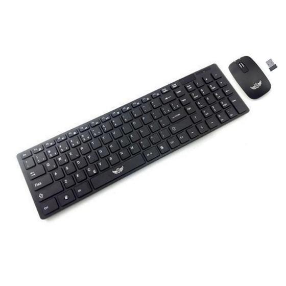 Kit Teclado E Mouse Sem Fio 2.4g Com Adaptador USB Preto - Anj.Gg - Kit ...