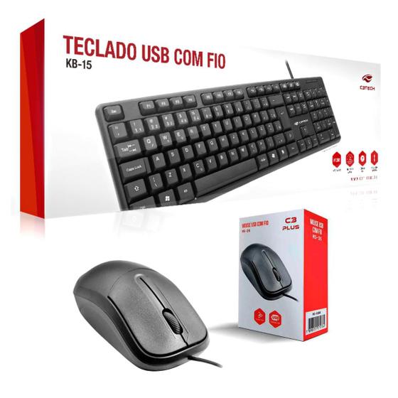 Kit Teclado e Mouse USB KB-15BK MS-35BK - C3 Tech - Kit Teclado e Mouse ...