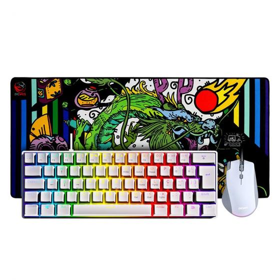 Kit teclado mecanico pcyes zot 60% white switch blue + mouse gamer ...