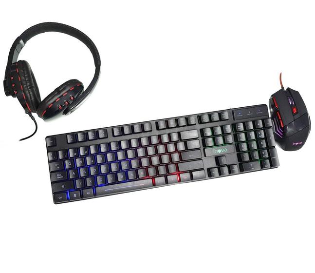 Kit Teclado Mouse e Headset Gamer com Iluminação LED para PC - Inova ...