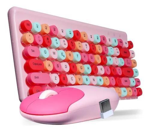 Kit Teclado Wireless e Mouse Sem fio Colorido Teclas Redonda - Knup ...