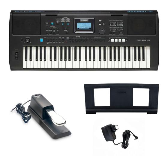 Kit Teclado Yamaha PSR-E473 Preto 61 Teclas + Pedal - Teclado ...
