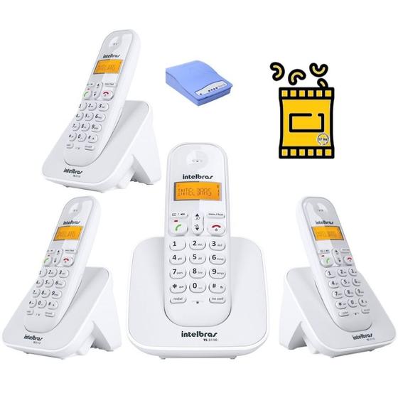 Kit Telefone Fixo Sem Fio TS 3110 Intelbras Bina 3 Ramal interface Para ...