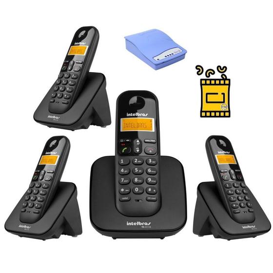 Kit Telefone Fixo Sem Fio TS 3110 Intelbras Bina 3 Ramal interface Para ...