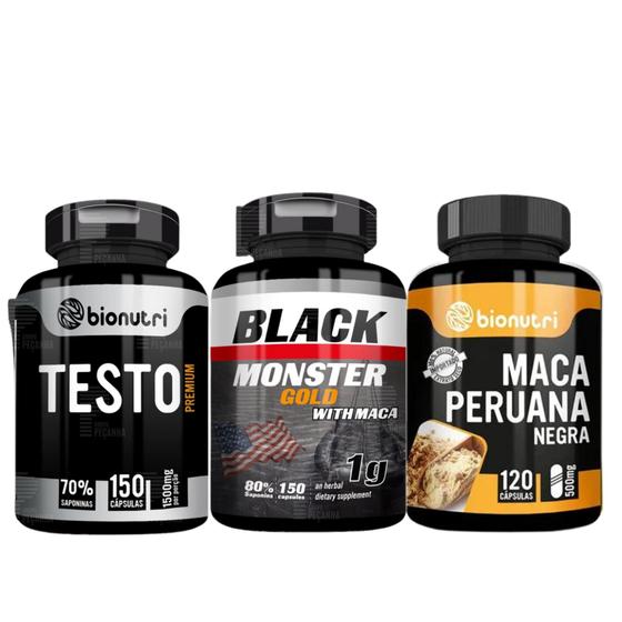 Kit Testo Premium 1500mg Black Monster 1g Maca Peruana Negra 500mg Alta ...