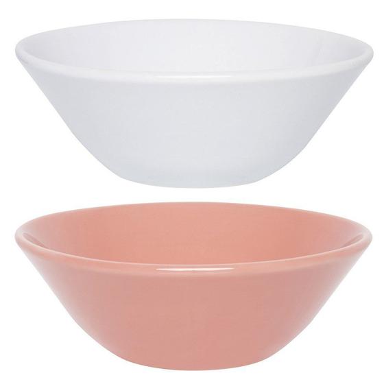 Kit Tigelas Conic Branco e Rosa 4 Peças Oxford Cerâmica 500Ml - Tigela ...