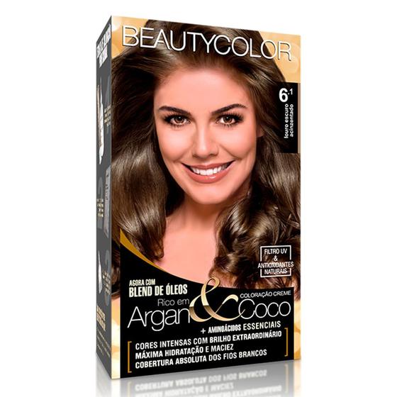 Kit Tintura Beauty Color Louro Escuro Acinzentado 6.1 - Tinta de Cabelo ...