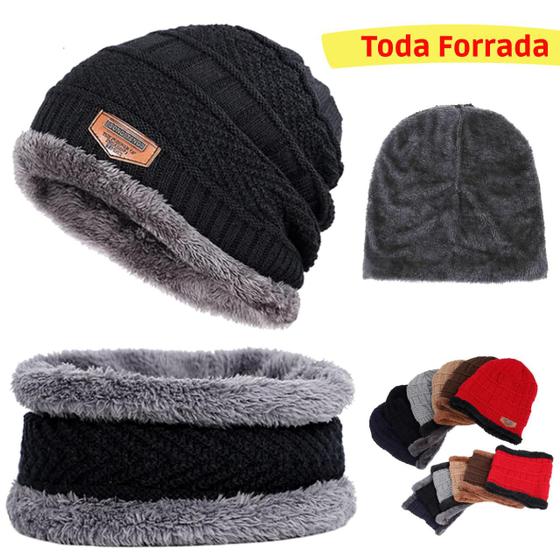 Kit Touca Unissex Toca Cachecol Gola Toucas Goro Forrado De Lã ...