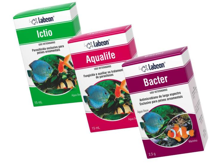Kit Tratamento Aquário Labcon Ictio+Aqualife+Bacter - Peixes - Magazine ...