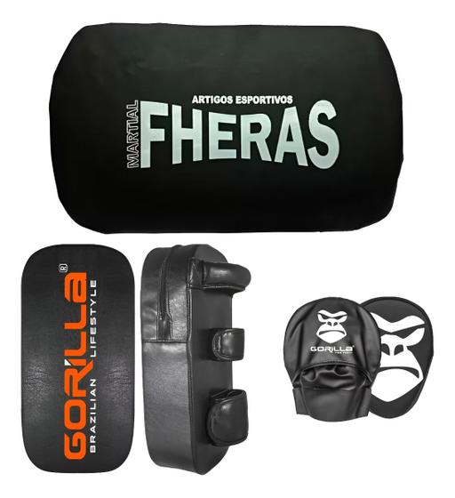Kit treino combate aparedores + manoplas totais 03 itens com 05 peças ...