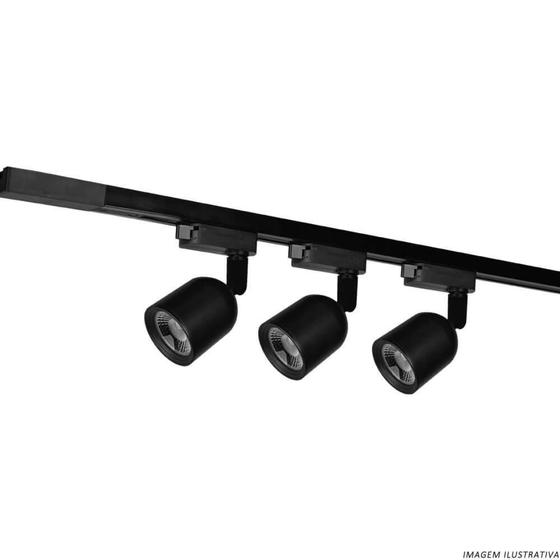 Kit trilho elegance avant preto 1m com 3 spots de 7w luz branca 6.500k ...