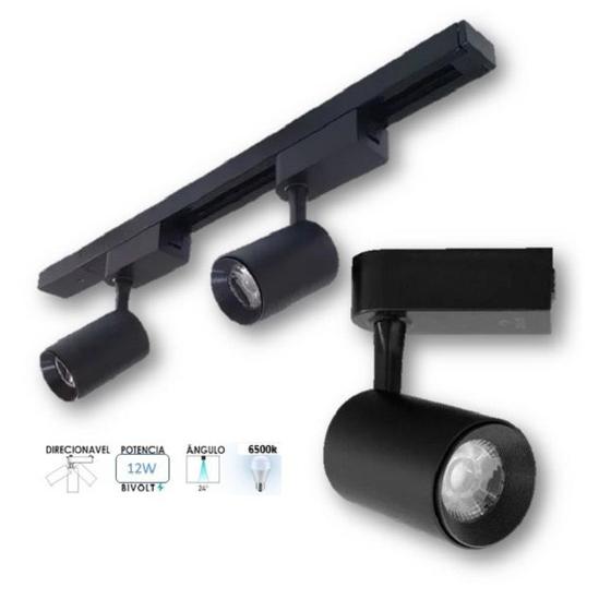 Kit Trilho Eletrificado 1 Metro Preto Com 2 Spots Led 12W 6500K - CTB ...