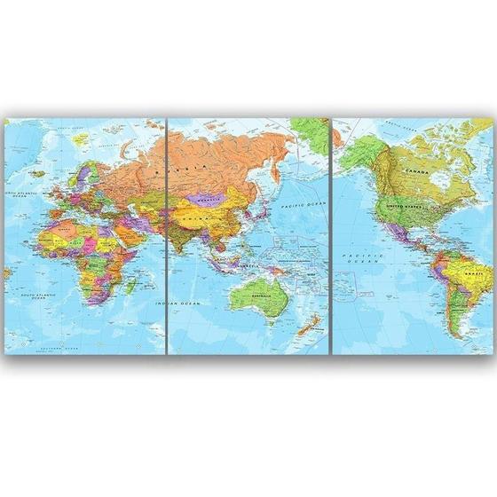 Kit Trio 3 Poster Decorativo A3 Brilhante Mapa Mundi Atlas 6 - Bd net ...