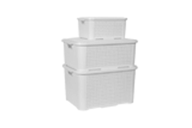 Kit Trio PMG Caixas Organizadoras Rattan Preto Branco Rosa Azul ...