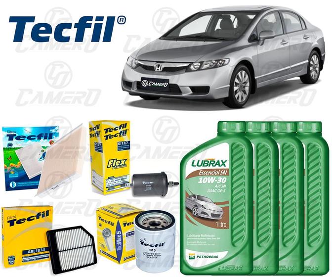 Kit Troca De Óleo 10w30 e Filtros Honda Civic 1.8 2010 2011 - TECFIL ...