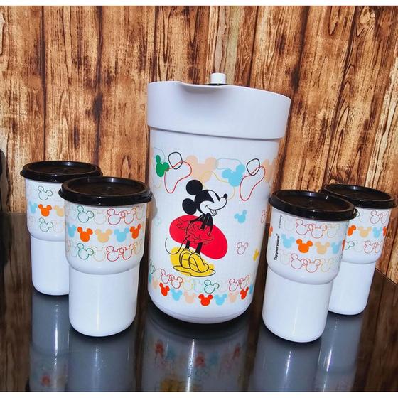 Kit Tupperware Jarra Mickey Disney 2 Litros + 4 Copos 350ml - Conjunto ...