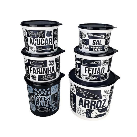 Kit Tupperware Preto e Branco Box 6 Peças - Pote - Magazine Luiza