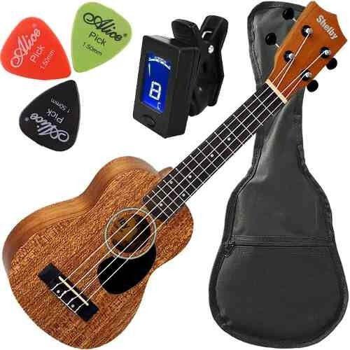 Kit Ukulele Concerto Acústico Nylon Shelby Su23m C/ Escudo - Ukulele ...