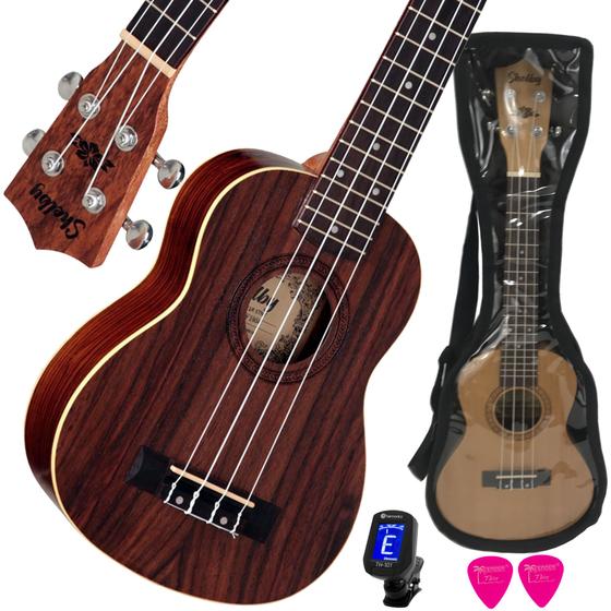 Kit Ukulele Shelby SU21R Soprano Acústico STNT Capa Preta - Ukulele ...