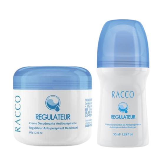 Kit Unissex Regulateur Desodorante em Creme 60g + Rollon 55mL Racco Antiperspirante Nao Mancha ...