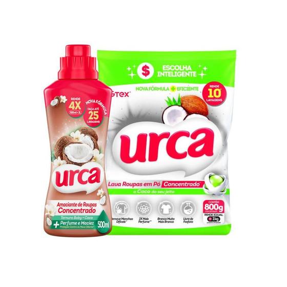 Kit Urca Coco 1 Lava Roupas pó Concentrado 800g + 1 Amaciante ...
