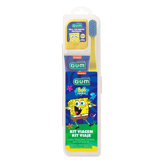 Kit Viagem GUM Bob Esponja com 1 Escova Dental + 1 Fio Dental 20m + 1 ...