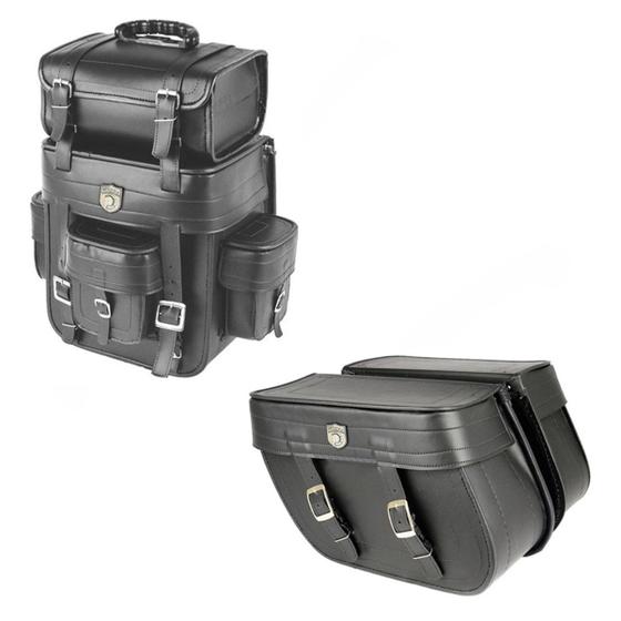 Kit Viagem Moto Custom Alforge Bolsa Lateral Lisa 32L Par + Alforge ...